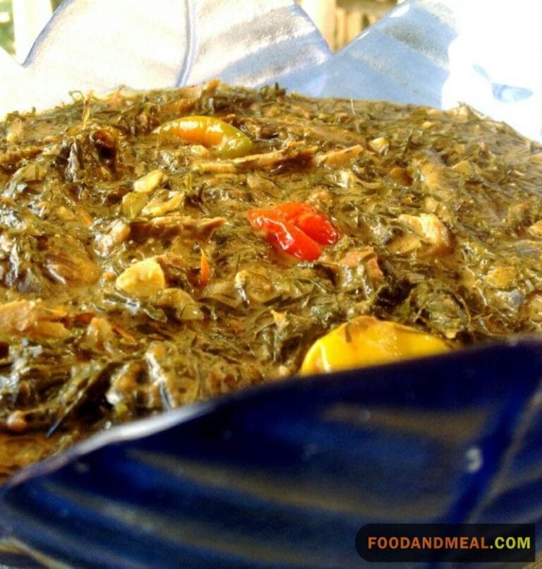 Fumbwa Recipe - Wild Spinach In Palm Oil And Peanuts - Foodandmeal.com